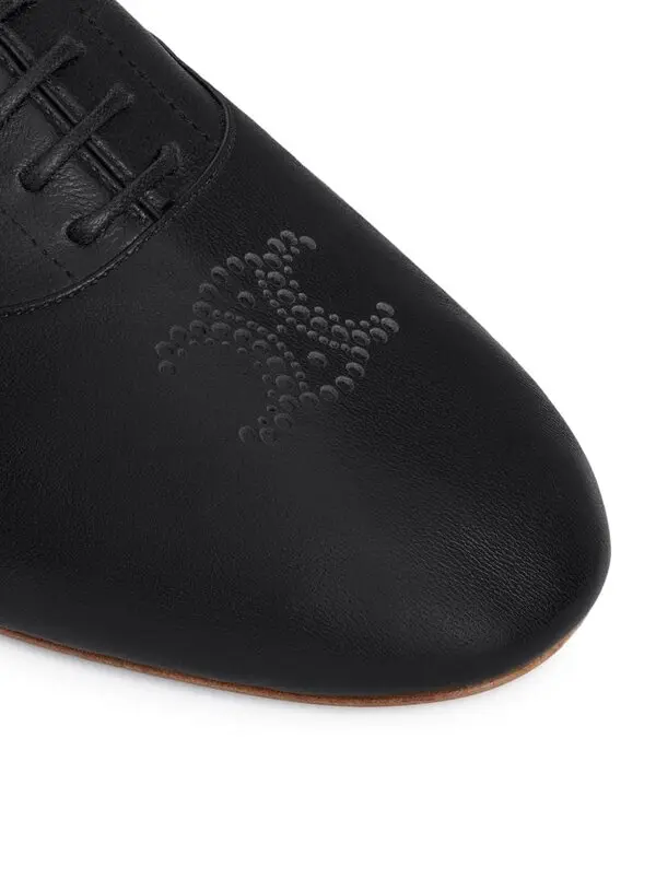 Celine Lise Perforated Triomphe Richelieu In Leather - Black