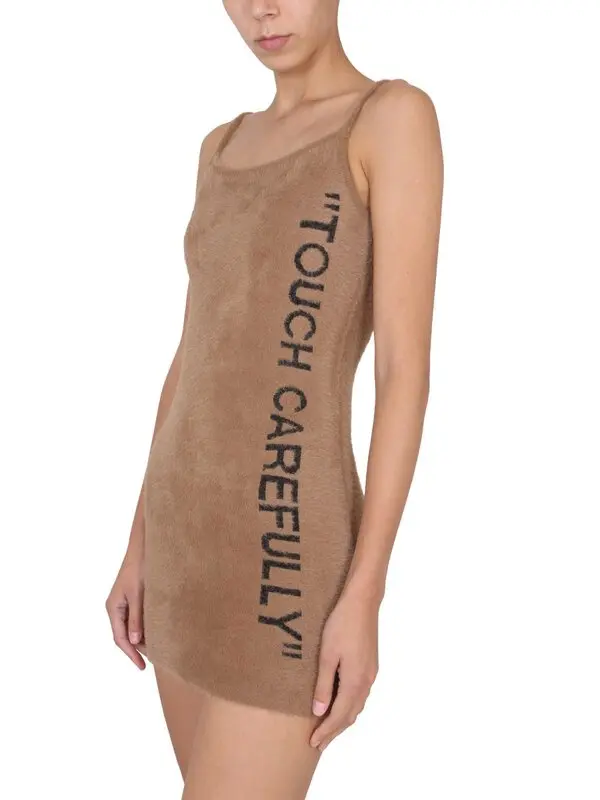Off-White Fuzzy Dress With Logo