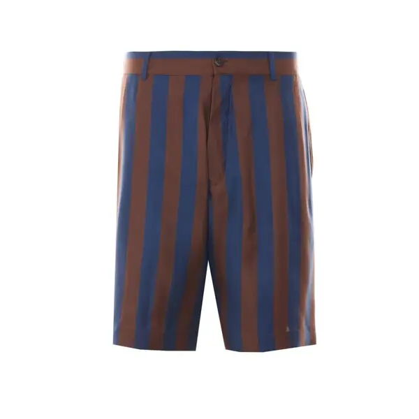 Fendi Pequin Stripes Silk Bermuda - Blue