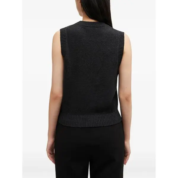 GANNI Sleeveless Knit Cherry Detail Tank - Gray