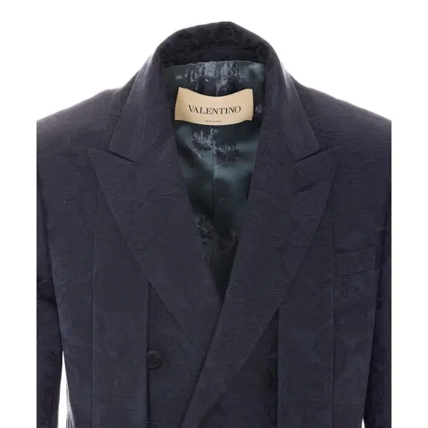 Valentino Garavani Double Breasted Jacket With Fringed Scarf