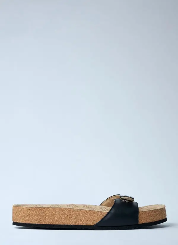 Balenciaga Scholl Strap Flat Sandals - Black