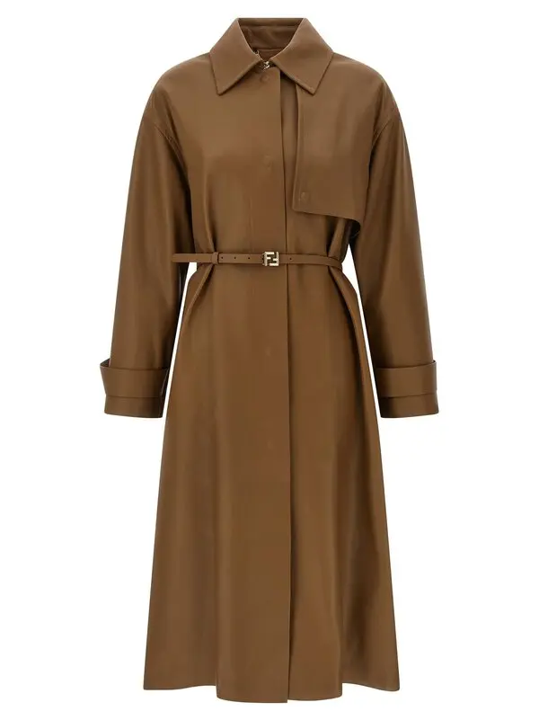 Fendi Nappa Trench Coat - Brown
