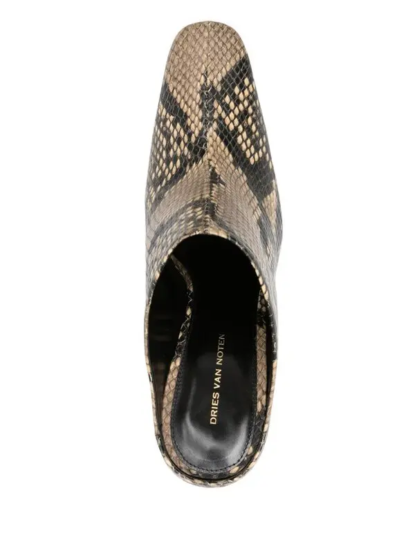 Dries Van Noten Leather Asymmetric Wedge Mules