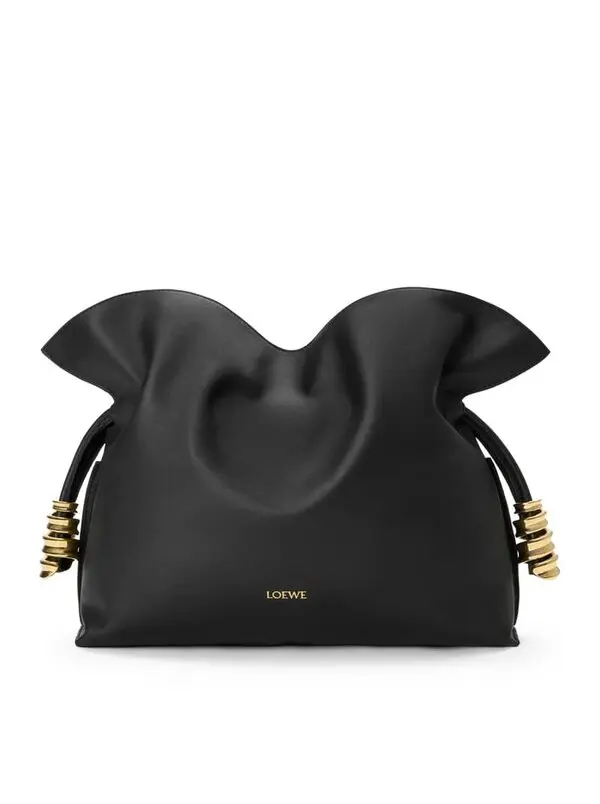 Loewe Medium Coil Flamenco Clutch Bag In Calfskin Nappa - Black