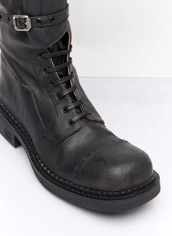 Miu Miu High Leather Boots - Black