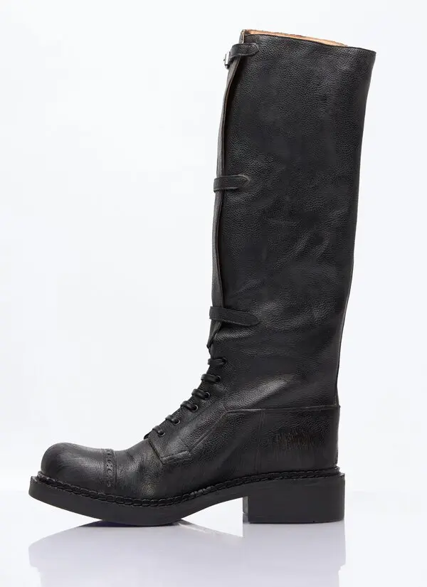Miu Miu High Leather Boots - Black
