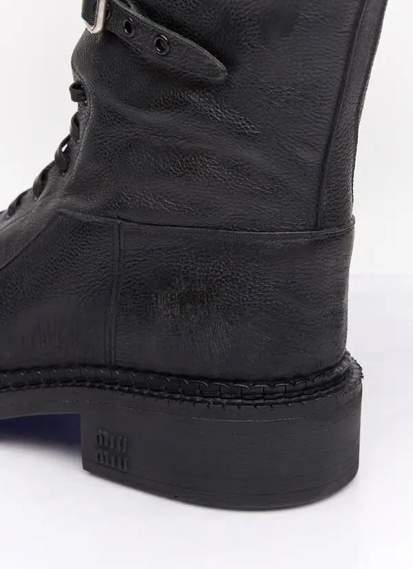 Miu Miu High Leather Boots - Black