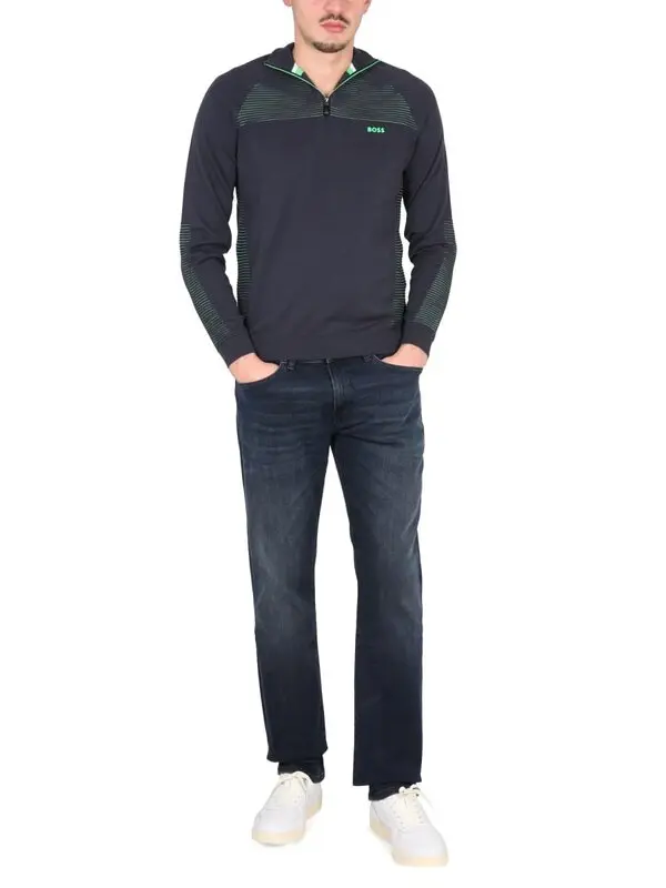 BOSS High Neck Half-zip Shirt - Blue
