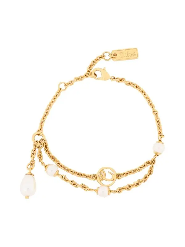 Chloé The Classy Brass And Glass Pearl Bracelet - Silver