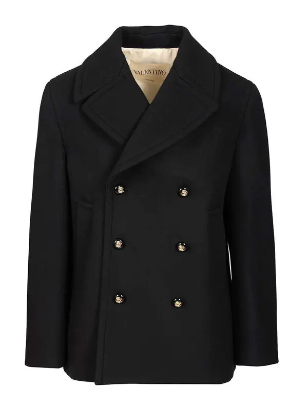 Valentino Garavani Wool Pea Coat - Blue