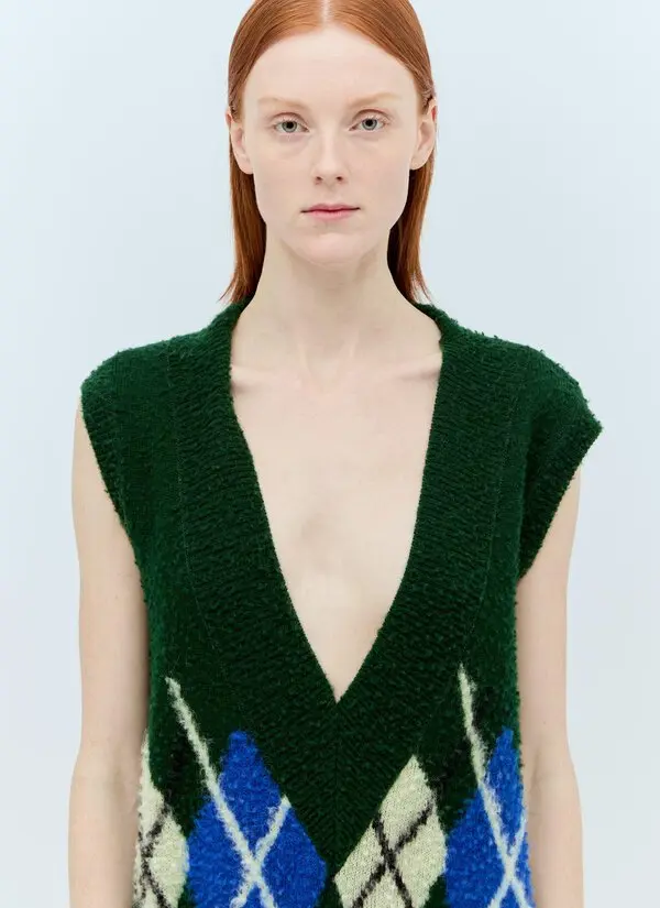 Burberry Argyle Wool Vest Dress - Green