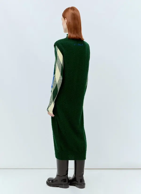 Burberry Argyle Wool Vest Dress - Green