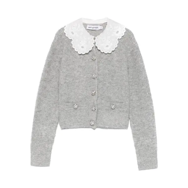 SELF-PORTRAIT Grey Knitwear Cardigans