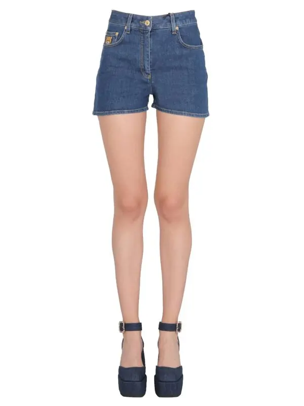 Moschino Bermuda With Embroidered Teddy - Blue