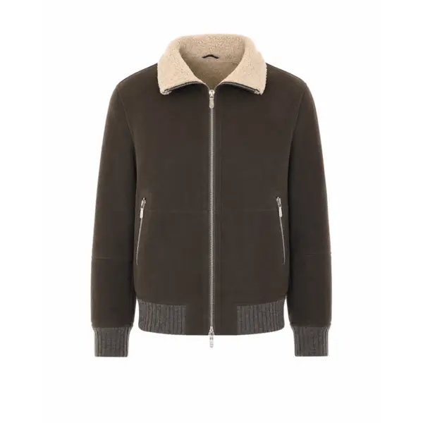 Brunello Cucinelli Suede Bomber Jacket - Brown