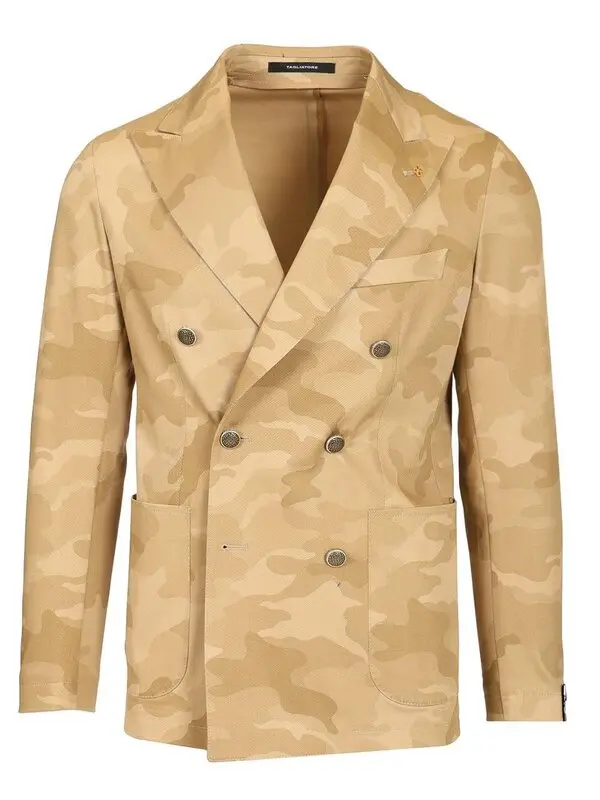 Tagliatore Double-breasted Camouflage Jacket - Green