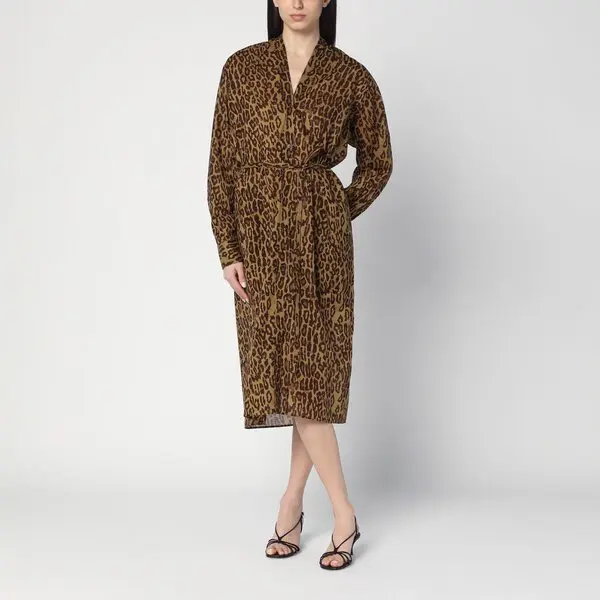 6397 Animal Print Cotton Voile Shirt Dress - Multicolor