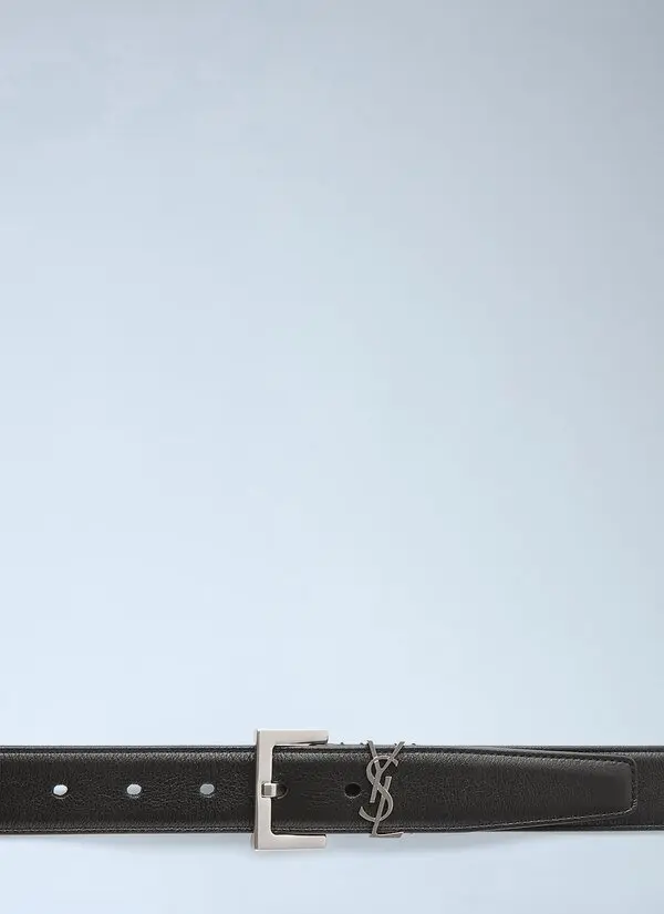 Saint Laurent Grained Leather Belt - Black