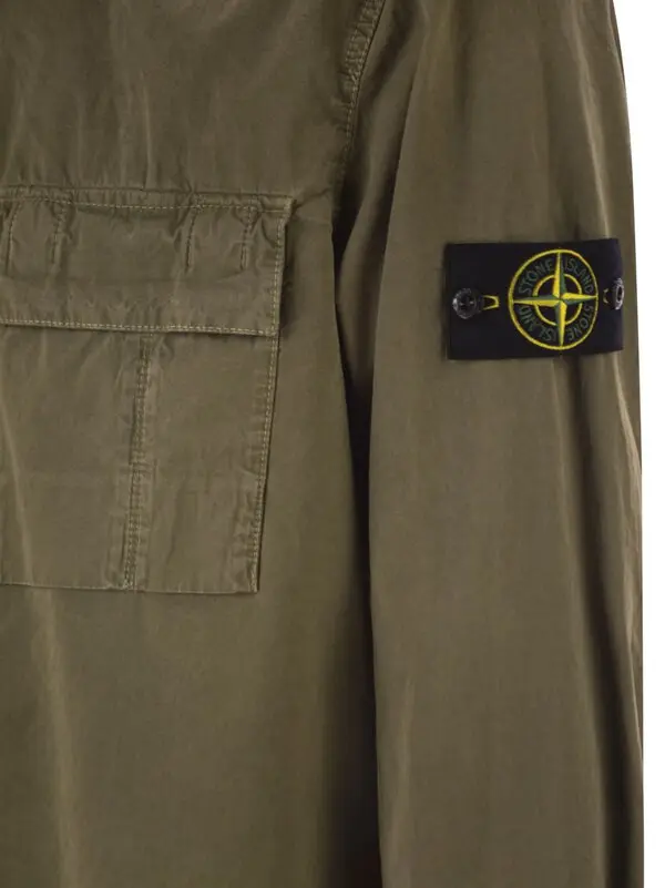 Stone Island Regular Fit Overshirt With Zip And Pocket