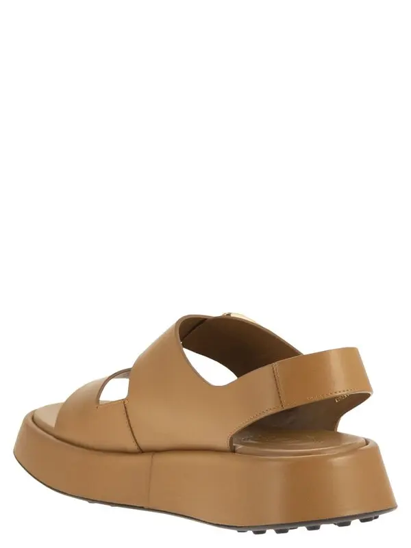 TOD'S Leather Sandal With Buckle - Multicolor