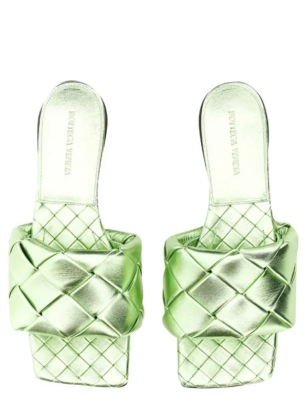 Bottega Veneta Woven Leather Flat Sandals - Green