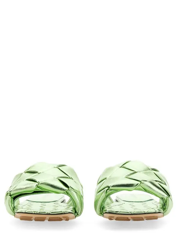 Bottega Veneta Woven Leather Flat Sandals - Green