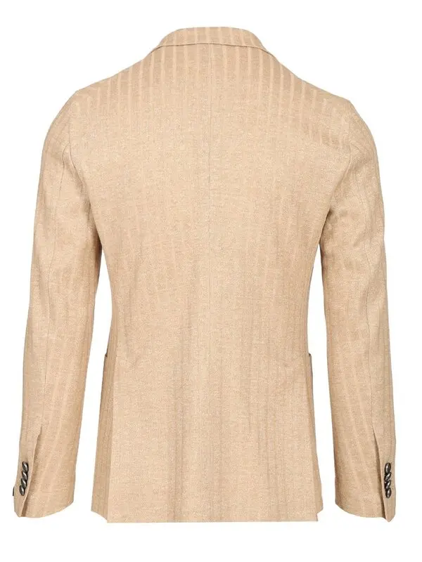 Tagliatore Montecarlo Linen Cotton Double Breasted Blazer - Cream