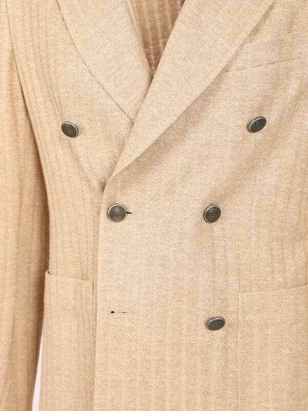 Tagliatore Montecarlo Linen Cotton Double Breasted Blazer - Cream