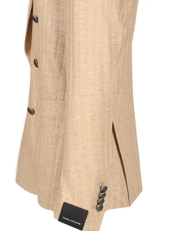 Tagliatore Montecarlo Linen Cotton Double Breasted Blazer - Cream