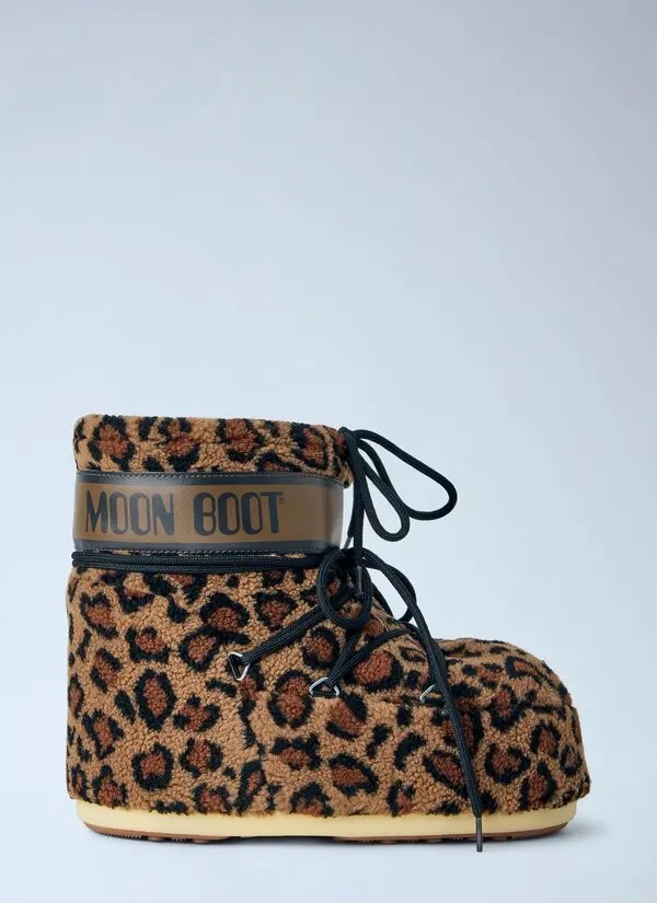 Moon Boot Icon Low Fleece Leopard Boots - Brown