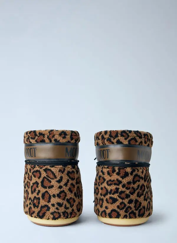 Moon Boot Icon Low Fleece Leopard Boots - Brown
