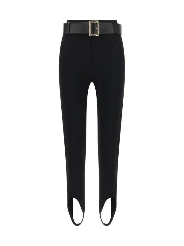 SELF-PORTRAIT Stretch Jersey Leggings With Belt - Black