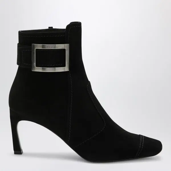 ROGER VIVIER Trompette Suede Ankle Boot - Black