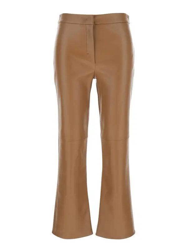 Max Mara S 'sublime' Flared Pants In Ecoleather - Brown