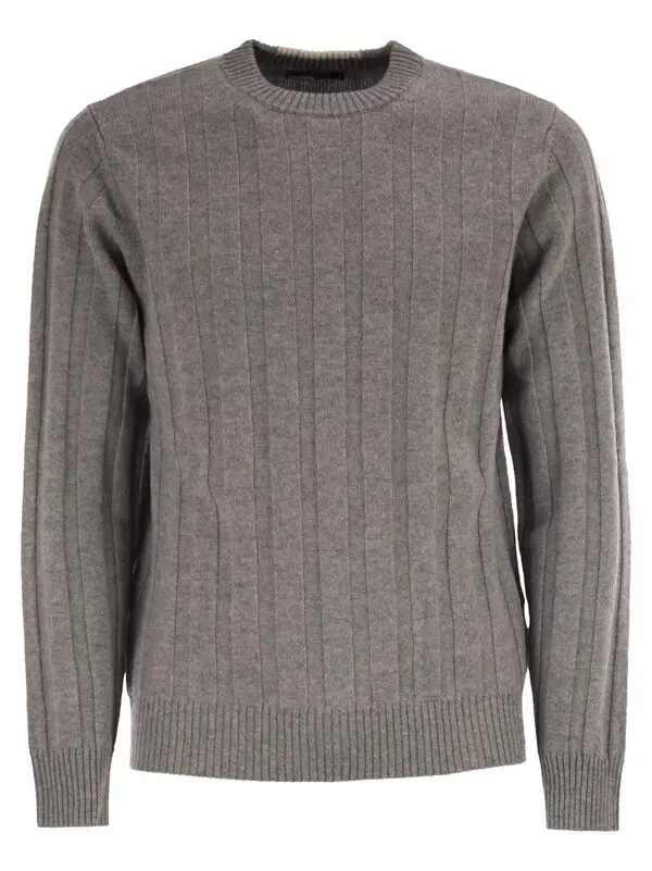 Peserico Wool And Cashmere Ribbed Jumper - Gray