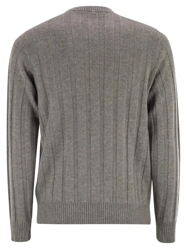 Peserico Wool And Cashmere Ribbed Jumper - Gray