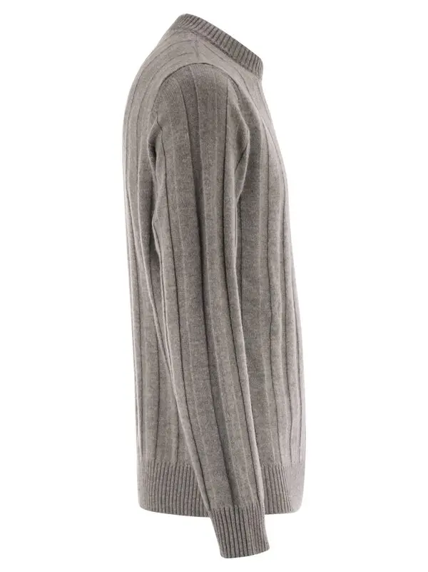 Peserico Wool And Cashmere Ribbed Jumper - Gray
