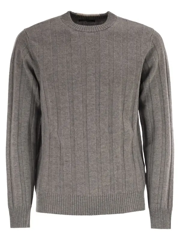 Peserico Wool And Cashmere Ribbed Jumper - Gray