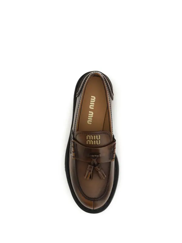 Miu Miu Smooth Leather Tassel Loafers