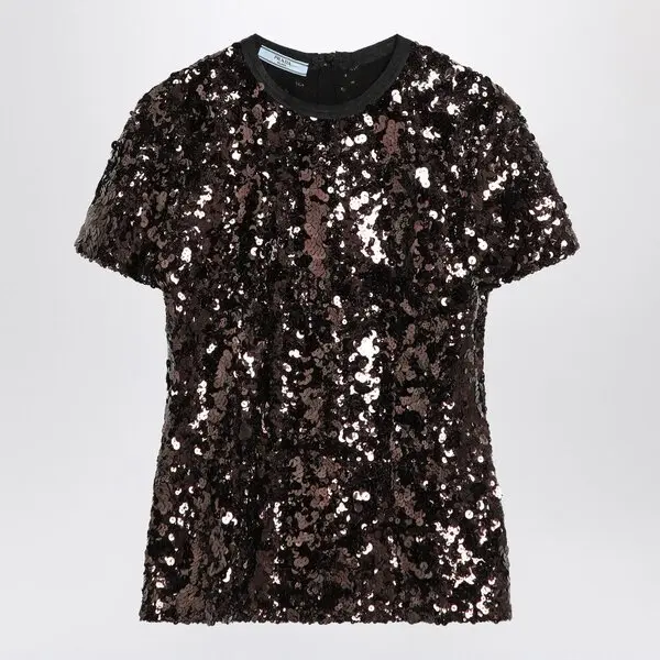 Prada Plum-coloured Sequin Top - Purple