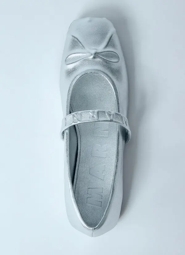 Marni Leather Mary Jane Shoes - Silver