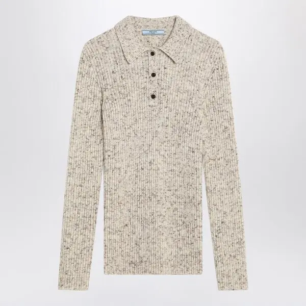 Prada Natural Colour Polo In Wool Blend