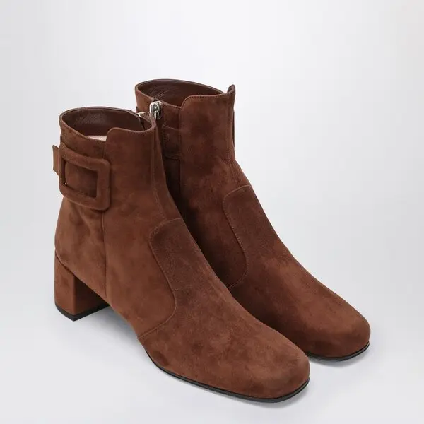 ROGER VIVIER Très Vivier Ankle Boots In Suede - Brown