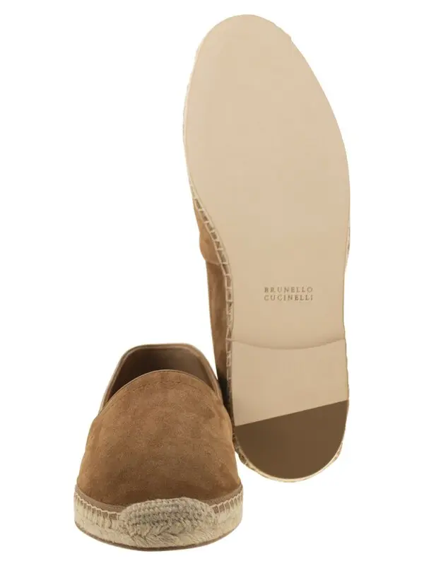 Brunello Cucinelli Washed Suede Espadrilles With Beading