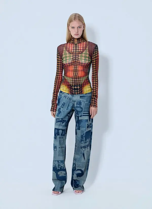 JEAN PAUL GAULTIER Re-edition The Dots Mesh Top - Brown
