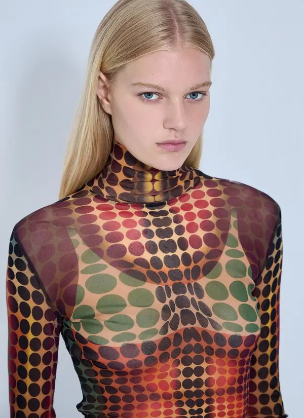 JEAN PAUL GAULTIER Re-edition The Dots Mesh Top - Brown