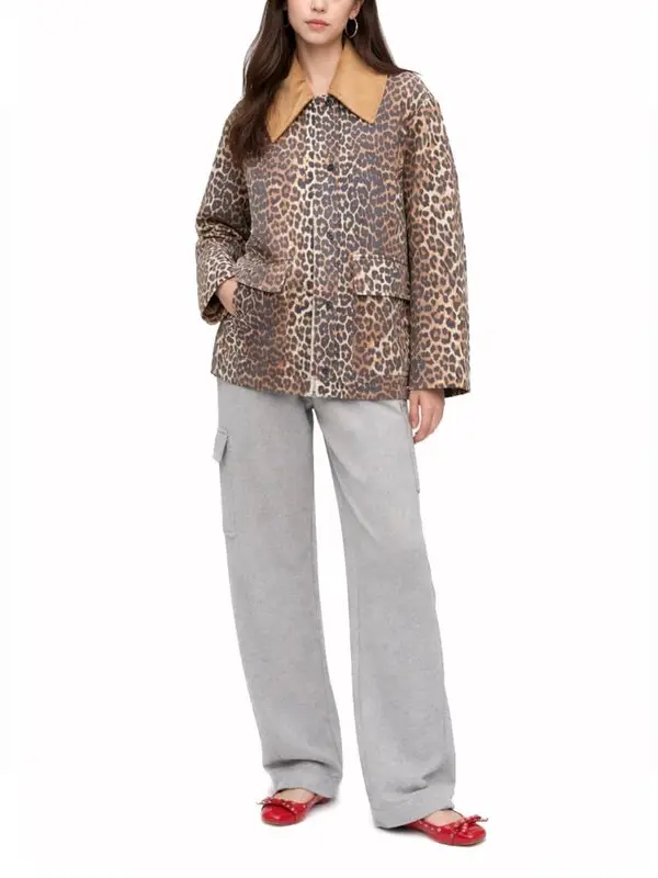 GANNI Leopard Print Midi Jacket