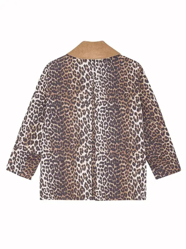 GANNI Leopard Print Midi Jacket - Multicolor
