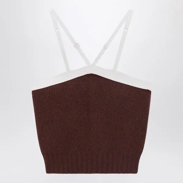 Prada Top In Wool And Cashmere - Brown